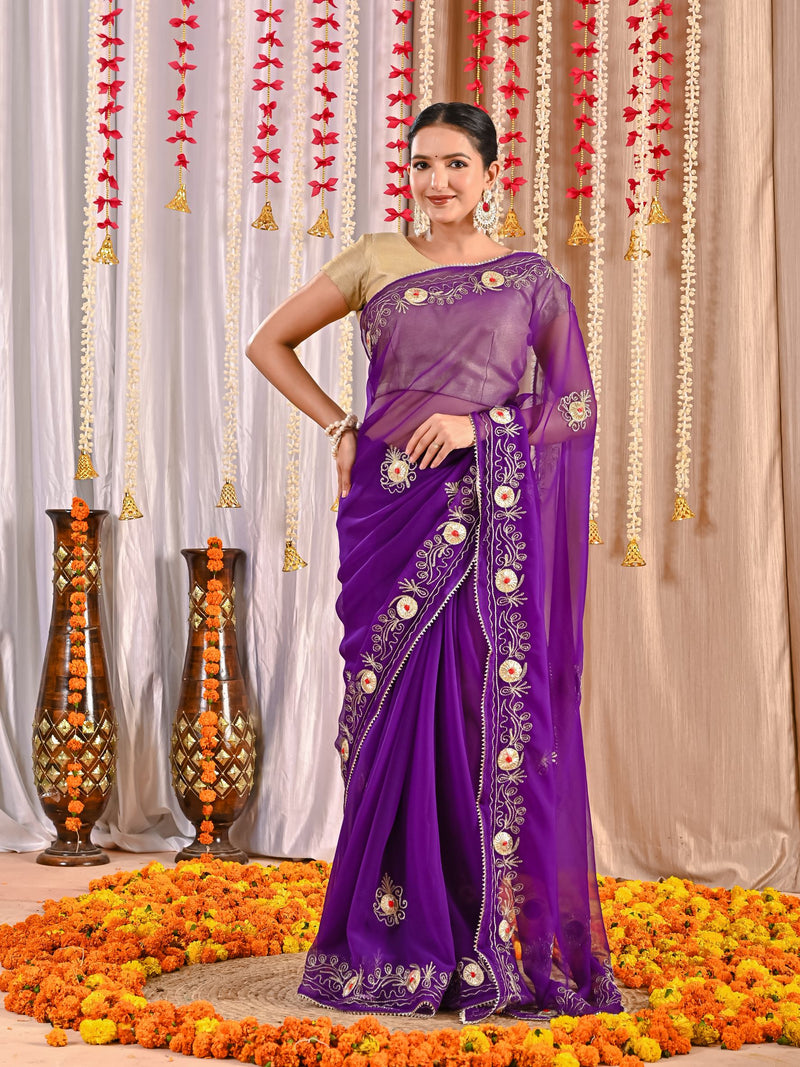 Anaya Golden Grace Georgette Drape Saree