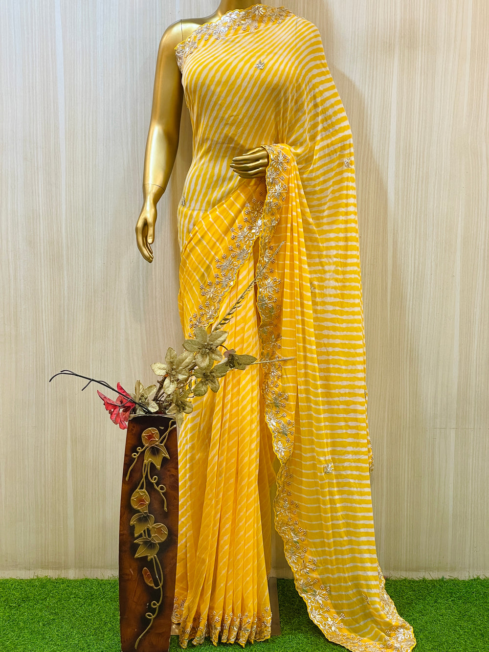 Buy Anaira Gota Patti Leheriya Saree - Pratibha Sarees